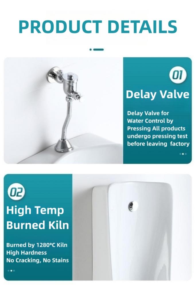Siphon Flush Valve Public Restroom Urinal Wall Hung Bathroom Sanitary Ware